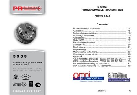 2 Wire Programmable Transmitter Omni Instruments
