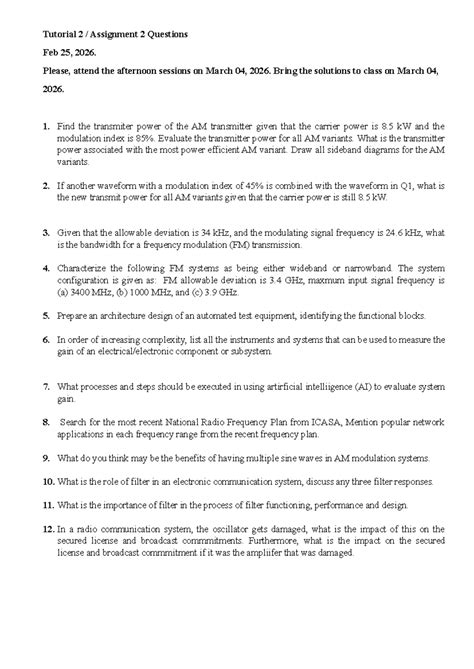 Assignment 2 Tutorial 2 Questions Feb 25 2026 Studocu