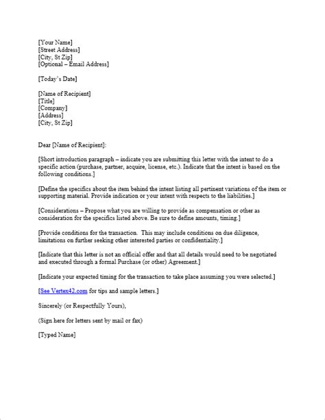 Letter Of Intent Template Free Word Templates