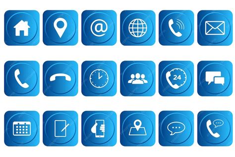 Premium Vector Contact Us Icon Set For Web And Mobile Communication Set Square Rounded 3d
