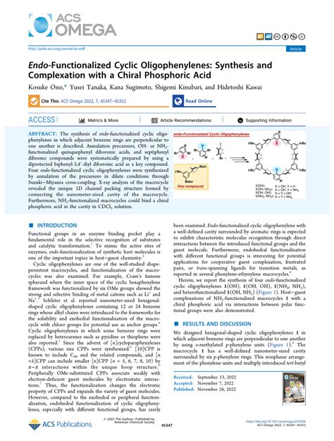 Pdf Endo Functionalized Cyclic Oligophenylenes Synthesis And