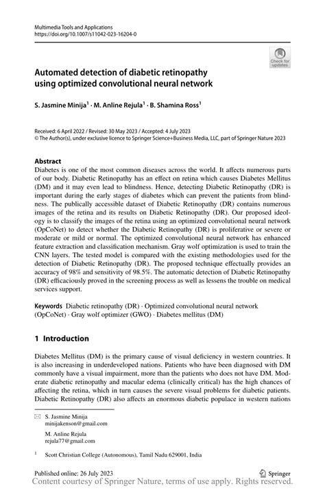automated detection of diabetic retinopathy using optimized
