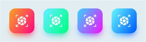 Wide Lens Solid Icon In Square Gradient Colors Optical Signs Vector