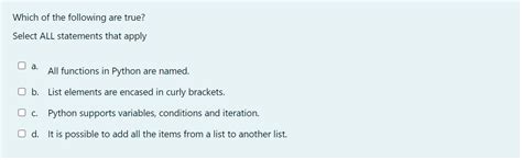 Solved Which Of The Following Are True Select ALL Chegg