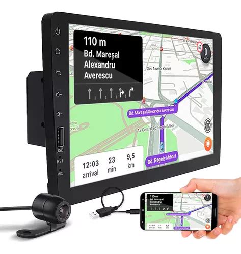 Kit Central Multimídia 1 Din 9 Polegadas Câmera Ré Del Rei Parcelamento Sem Juros