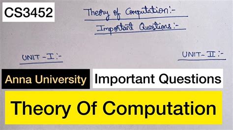 Theory Of Computation Important Questions Anna University Tamil Youtube
