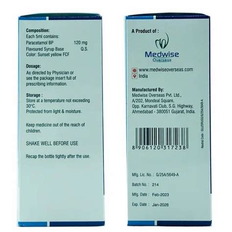 Paracetamol 120 Mg 5ml Oral Suspension At Best Price In Ahmedabad