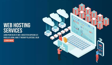 3d Isometric Web Hosting Services Concept With People Worker With