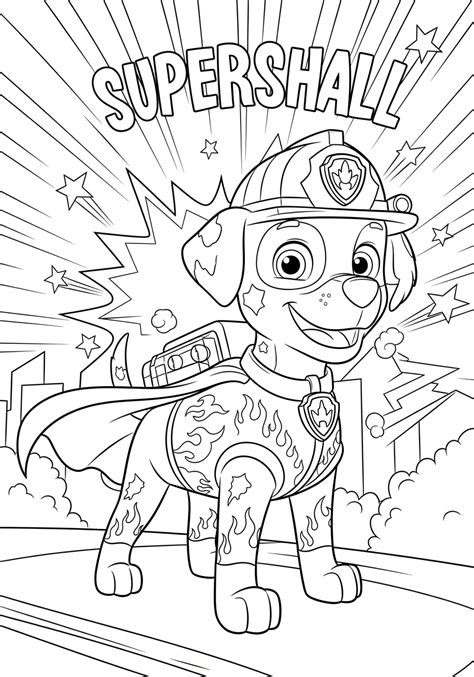 Paw Patrol Coloring Pages Marshall 2025