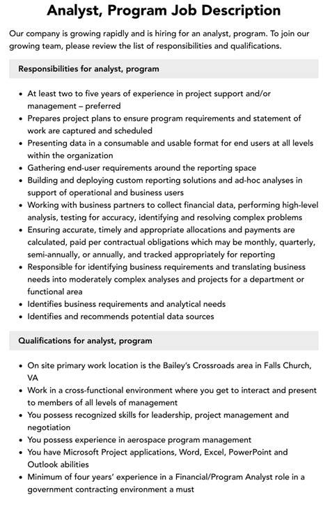Analyst Program Job Description Velvet Jobs
