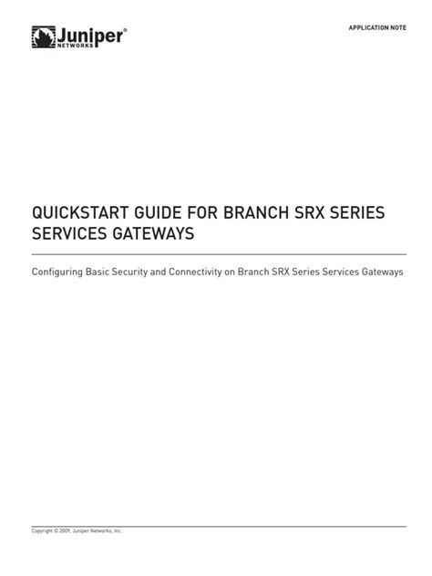 Quickstart Guide For Branch Srx Series Services Gateways Pdf Ip