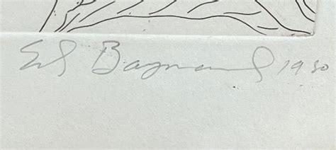 Ed Baynard Zen Minimalist Flowers Etching American Modernist Ed