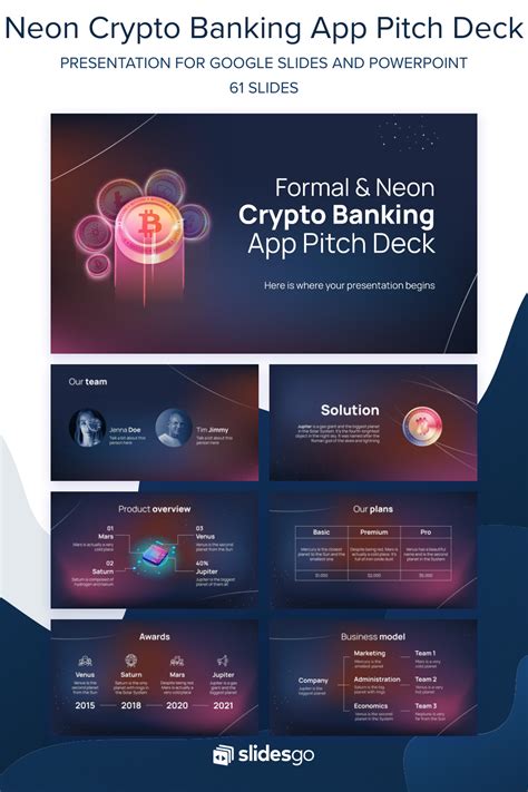 Formal Neon Crypto Banking App Pitch Deck Presentation Presentation Slides Design