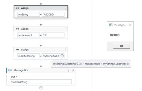 uipath enter a value in a particular index in string activities
