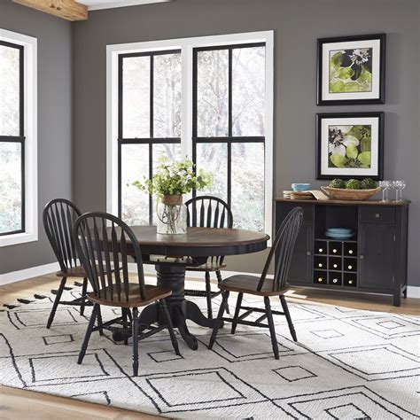 Carolina Crossing 5 Piece Pedestal Table Set Black Gorins Furniture