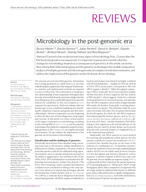 Pdf Microbiology In The Post Genomic Era
