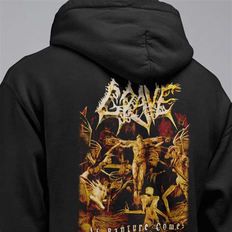Grave Band Hoodie Grave As Rapture Comes Artwork Hooded Sweatshirt