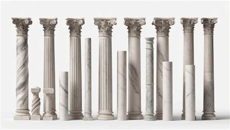 A Collection Of Classical Pillars Showcasing Different Designs And Materials Premium Ai