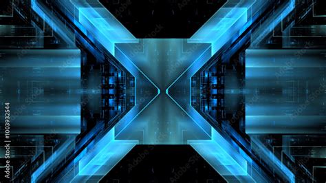 Vibrant Blue Geometric Design With Intersecting Lines And Shapes Creating A Sense Of Depth And