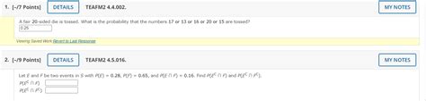 Solved Let E And F Be Two Events In S With P E 0 28 P F