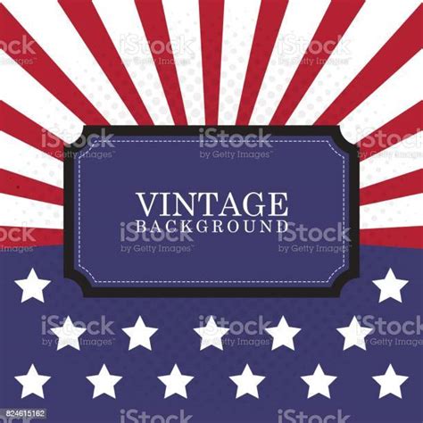 빈티지 가오리 미국 플래그 텍스트 위한 공간을 가진 애국적인 미국 배경 배지 레이블 서식 파일 벡터 일러스트 레이 션 배경 주제에 대한 스톡 벡터 아트 및 기타 이미지