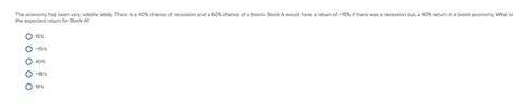 Solved Expected Return Is The Return On A Asset Expected In