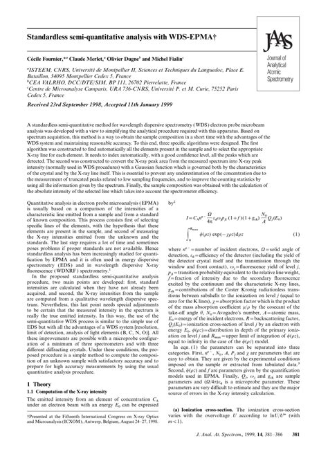 Pdf Standardless Semi Quantitative Analysis With Wds Epma
