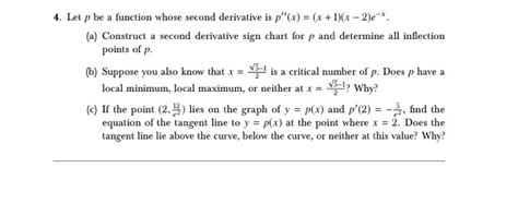 solved let p be a function whose second derivative is p x