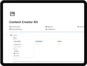 Notion Content Creator Template Content Creator S Kit