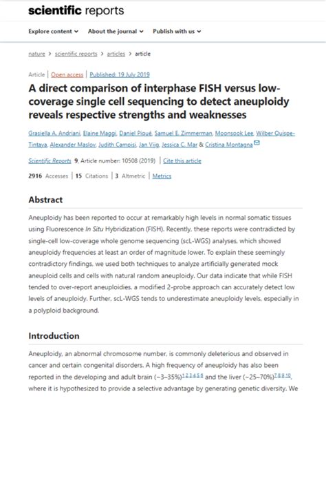 A Direct Comparison Of Interphase Fish Versus Low Coverage Single Cell