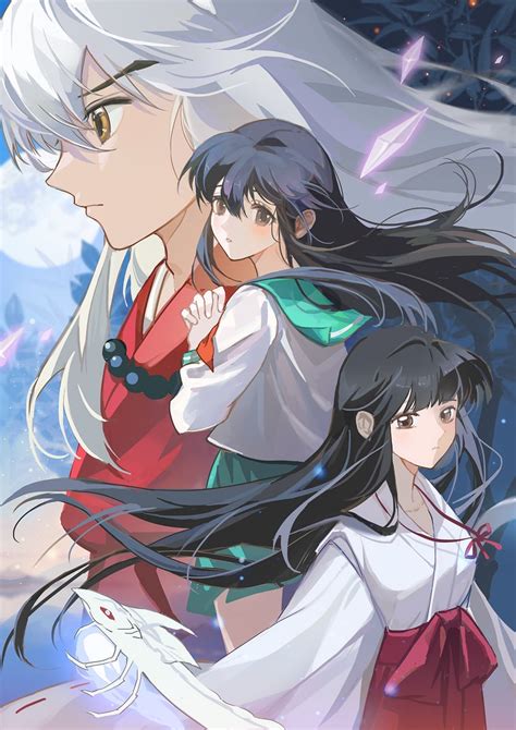 Inuyasha Higurashi Kagome And Kikyou Inuyasha Drawn By Haitu Danbooru