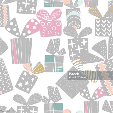 패턴 크리스마스 선물 상자입니다 표면 디자인에 아름 다운 선물 상자 기념일에 대한 스톡 벡터 아트 및 기타 이미지 기념일