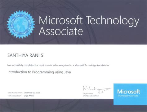 Santhiya Rani Soundravel On Linkedin Completed Microsoft Technology Associate Mta In Java