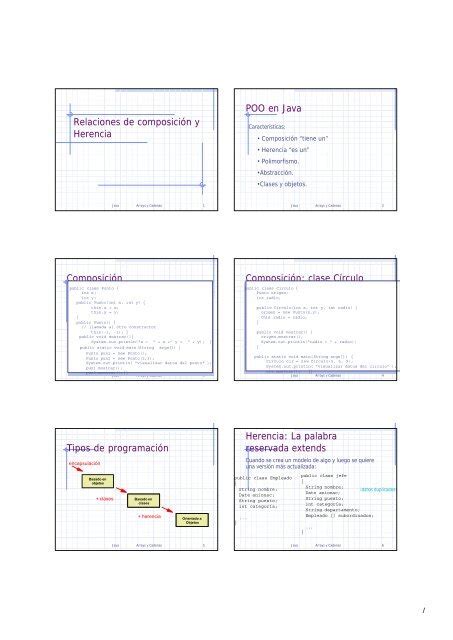 relaciones de composición y herencia poo en java composición