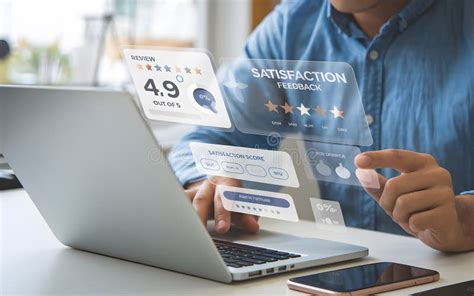 Businessman Analyzing Customer Satisfaction Feedback On Laptop Screen High Quality Work Data