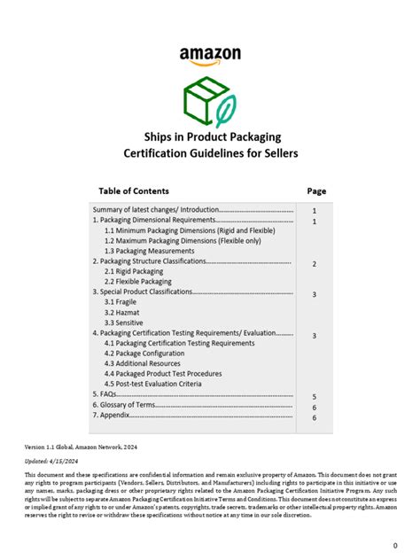 1 1 Seller Amazon Sipp Packaging Program Certification Guidelines April