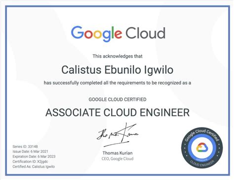 Calistus Igwilo On Linkedin Obtained The Associate Cloud Engineer