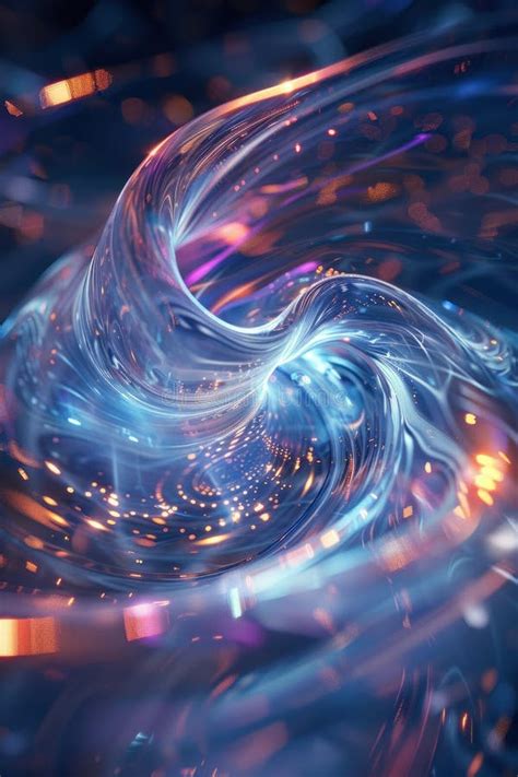 Technology Background A Translucent Iridescent Swirling Shape Floats Against A Dark Textured