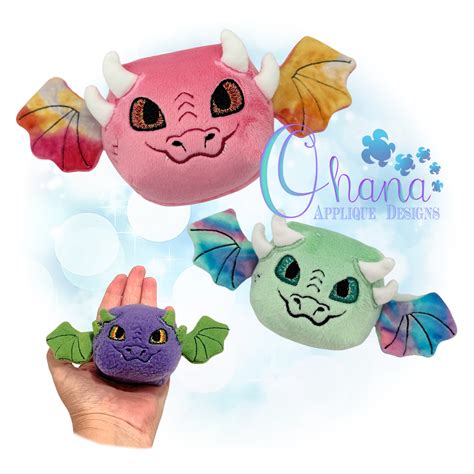 Dragon Cuboid Cutie Stuffie Design Ohana Applique Designs