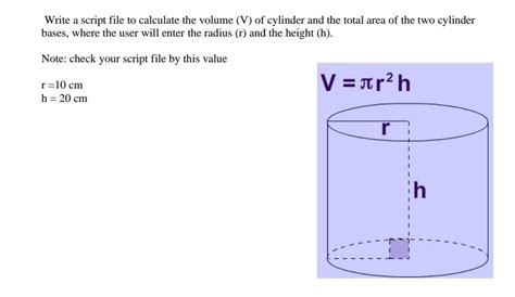 Solved Write A Script File To Calculate The Volume V Of Chegg Com