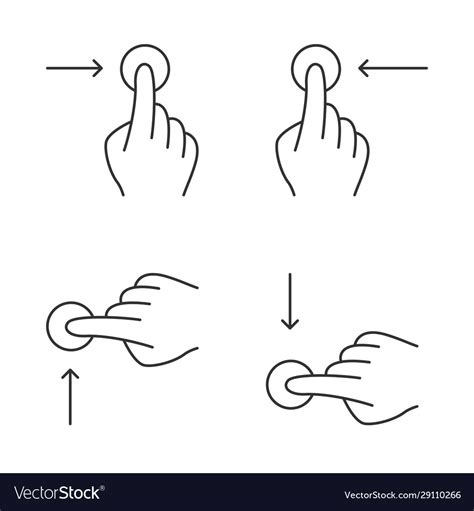 Touchscreen Gestures Linear Icons Set Royalty Free Vector