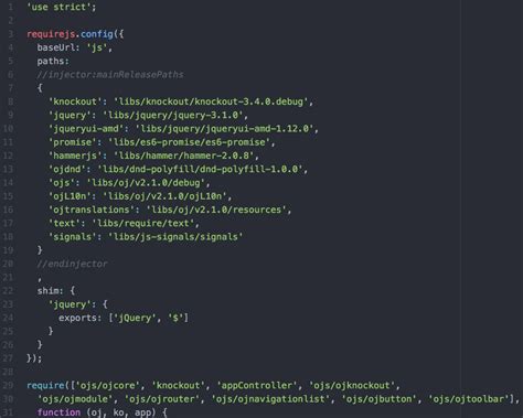 working with requirejs in oracle jet