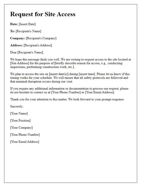 Letter Template For Contractor Site Access Request Free Samples In