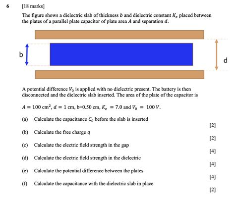 6 [18 Marks] The Figure Shows A Dielectric Slab Of Thickness B And Dielectric Constant Ke Placed