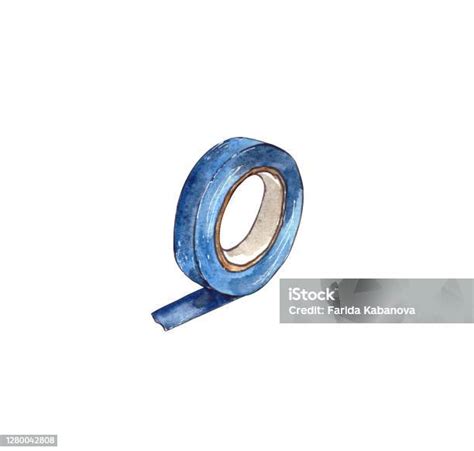 수채화 일러스트도구 는 내부의 가정 수리 절연 테이프 흰색 배경에서 격리 0명에 대한 스톡 벡터 아트 및 기타 이미지 0명 3차원 형태 검은색 Istock