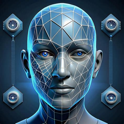 3d face recognition illustration concept of facial recognition face id