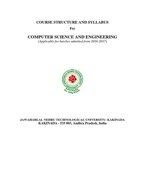 Computer Science And Engineering Course Structure And Syllabus Pdf