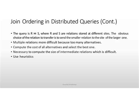 ddbms chap 7 optimization of distributed queries pdf