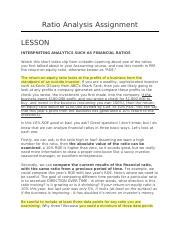 Interpreting Financial Ratios Roe Analysis And Comparison Course Hero
