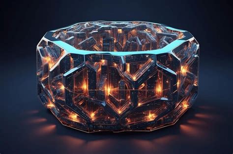Premium Photo Blockchain Digital Illuminated Shape Big Data Node Base Concept 3d Rendering